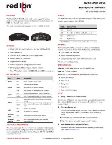 Red Lion Wireless Modem BT-5600 Quick Start Guide | Manualzz