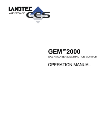 Gas Analyzer GEM 2000 Operation Manual | Manualzz