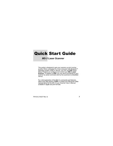 Laser Scanner MS-3 Quick Start Guide | Manualzz