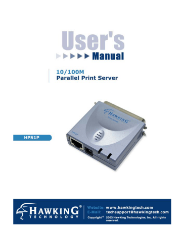 Hawking HPS1P 10/100M Parallel Print Server Instruction manual | Manualzz