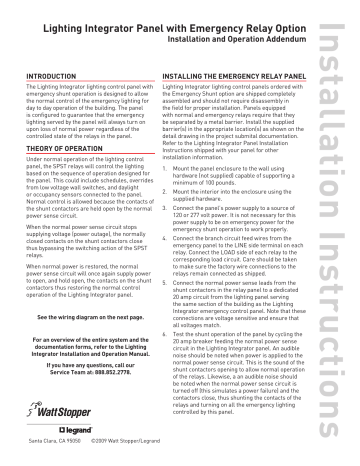 Lighting Integrator Panel LIB Emergency Relay Installation Instructions ...