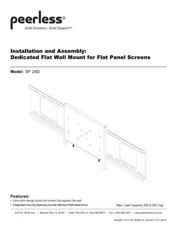 Peerless SF 24D Wall Mount Installation and Assembly | Manualzz