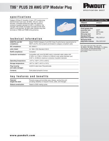 Panduit SP628-C Modular Plug Specification Sheets | Manualzz