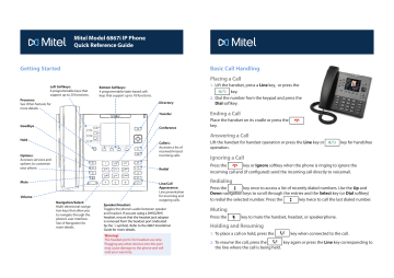 Mitel 6867i IP Phone Quick Reference Guide | Manualzz