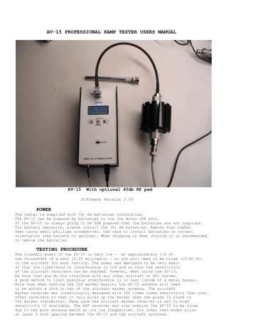 Avionic Ramp Tester AV-15 User Manual | Manualzz
