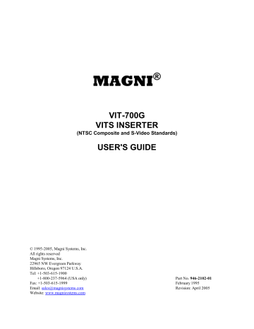 Magni VIT-700G User's Guide | Manualzz