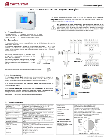 Circutor cSMARTF Power Factor regulator Technical Guide | Manualzz