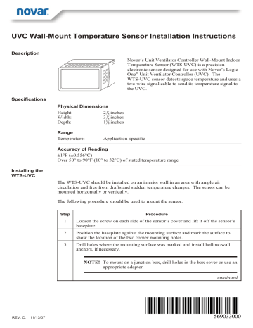 Business Business & Industrial Novar RTS UVC temperature sensor 6'