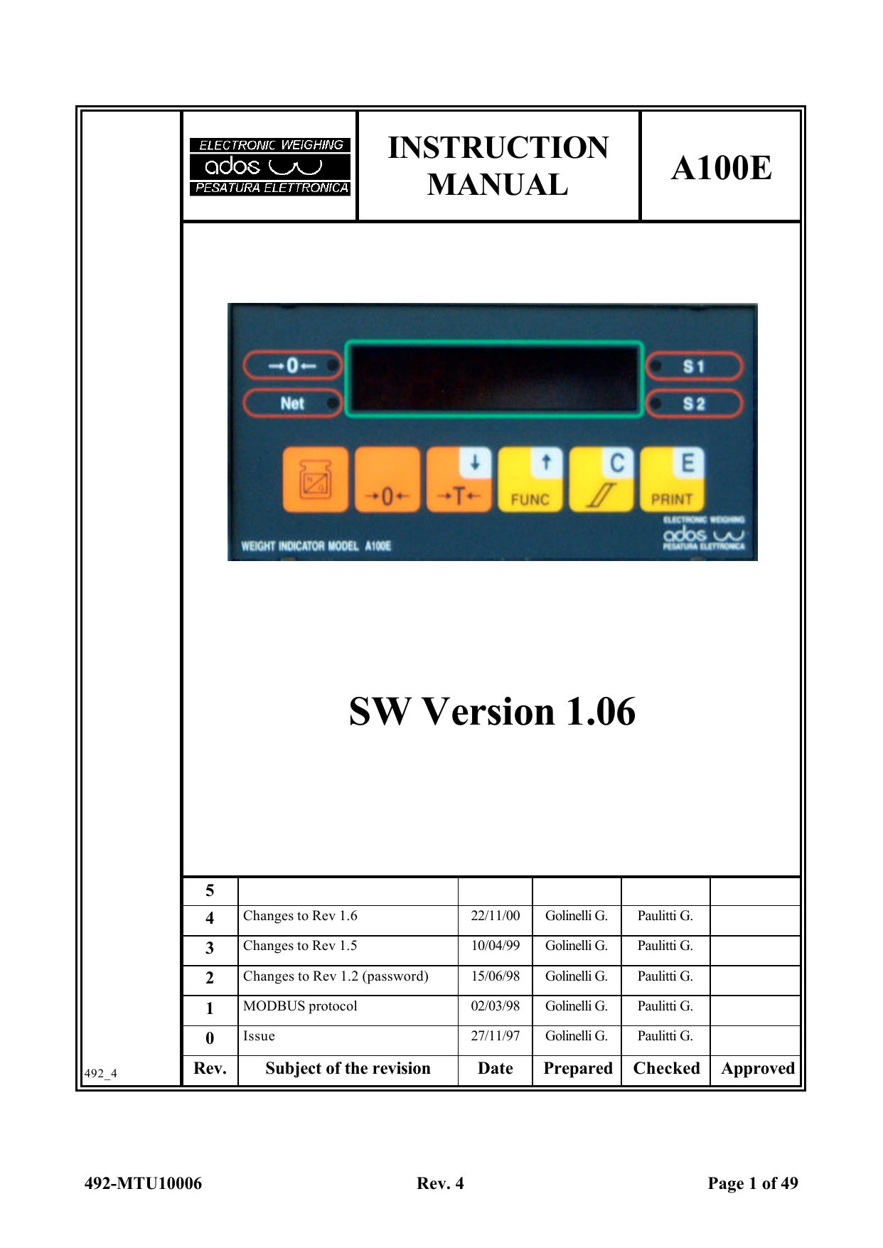 Ados A100E Instruction manual | Manualzz