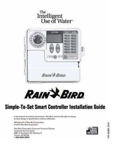 Rain Bird SST Smart Series Sprinkler Timer Quick Start Guide | Manualzz