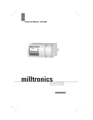 Siemens Belt Scale Integrator BW100 Instruction Manual | Manualzz