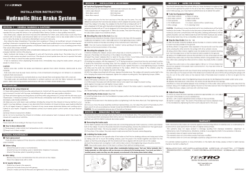 Tektro Hydraulic Disc Brake System Installation Instruction | Manualzz