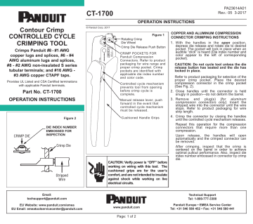 Panduit CT-1700 Controlled Cycle Crimp Tool Owner's Manual | Manualzz