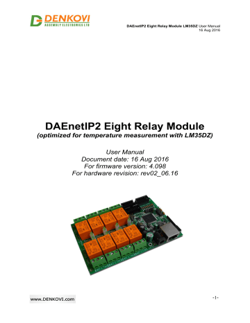 Denkovi DAEnetIP2 Eight Relay Module User Manual | Manualzz