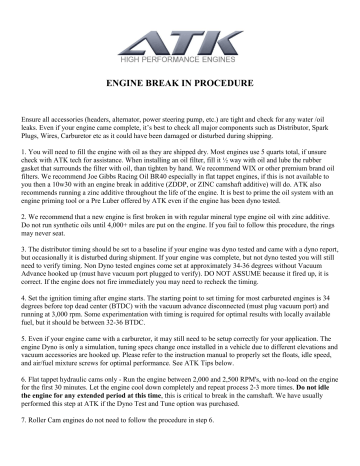 Engine Break-in Procedure | Manualzz