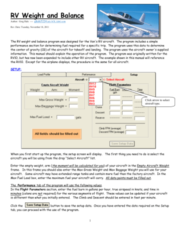 RV Weight and Balance Program User Manual | Manualzz