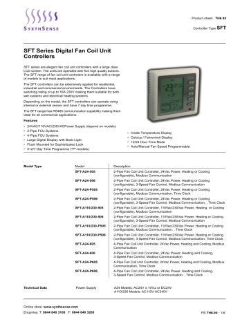 SyxthSense SFT Series Product Sheet | Manualzz