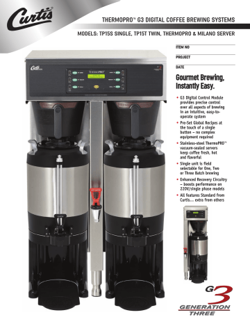 Curtis ThermoPro TP15T Twin Specifications | Manualzz