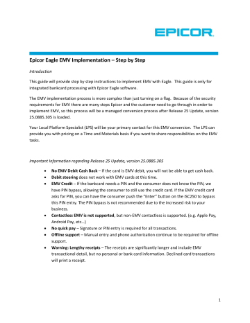 Epicor Eagle EMV Implementation Guide | Manualzz