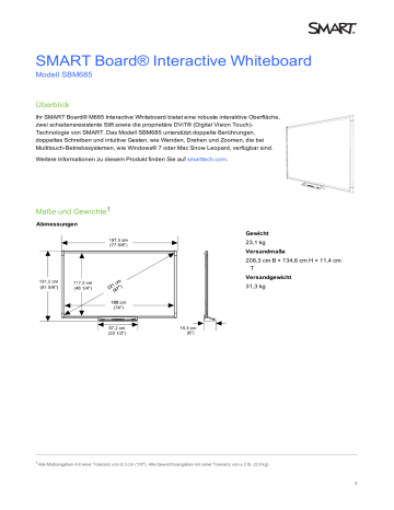 SMART Technologies Board M600 and M600V Spezifikation | Manualzz
