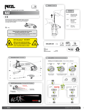 Petzl NAO E36 Headlamp User Manual | Manualzz