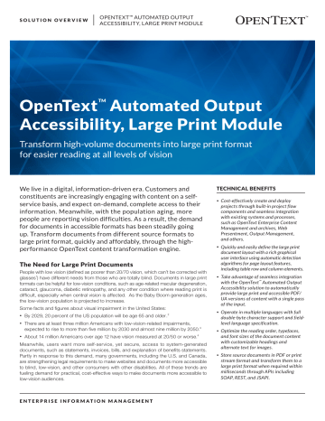 OpenText Large Print Module Solution Overview | Manualzz