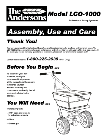Rotary Spreader LCO-1000 User Manual | Manualzz
