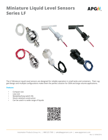 APG LF Series Float Switch 数据表 | Manualzz