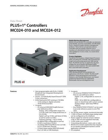 PLUS+1 MC024-010, PLUS+1 MC024-012 Data Sheet | Manualzz
