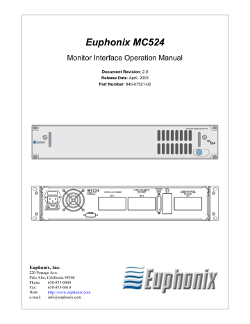 Euphonix MC 524 Operation Manual | Manualzz
