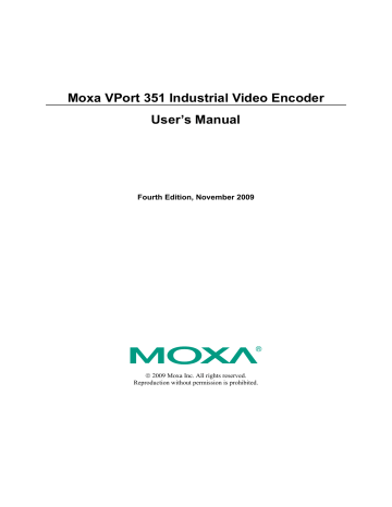 Moxa VPort 351 Industrial Video Encoder User’s Manual | Manualzz