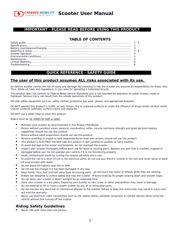 Scooter User Manual - Charged Mobility | Manualzz