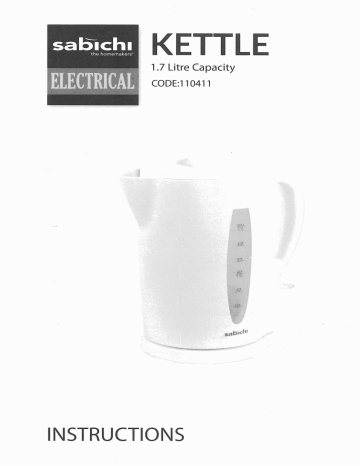 Sabichi 110411 Kettle User Manual | Manualzz