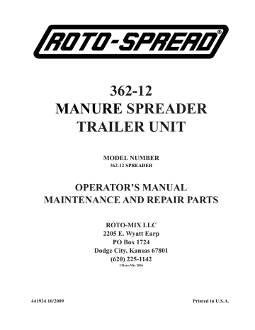 Roto-Mix 362-12 Spreader Operator's Manual | Manualzz