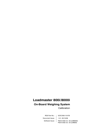 RDS Loadmaster 800i/8000i Calibration | Manualzz