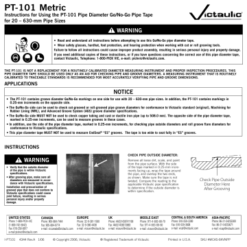 Victaulic Style PT101 Pipe Diameter Tape User Guide | Manualzz