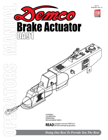 Demco brake actuator DA91 Operators Manual | Manualzz