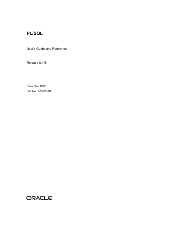 Oracle PL/SQL User’s Guide and Reference 8.1.6 | Manualzz