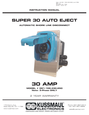 Kussmaul 091-159-430-250 Auto Eject Owner Manual | Manualzz