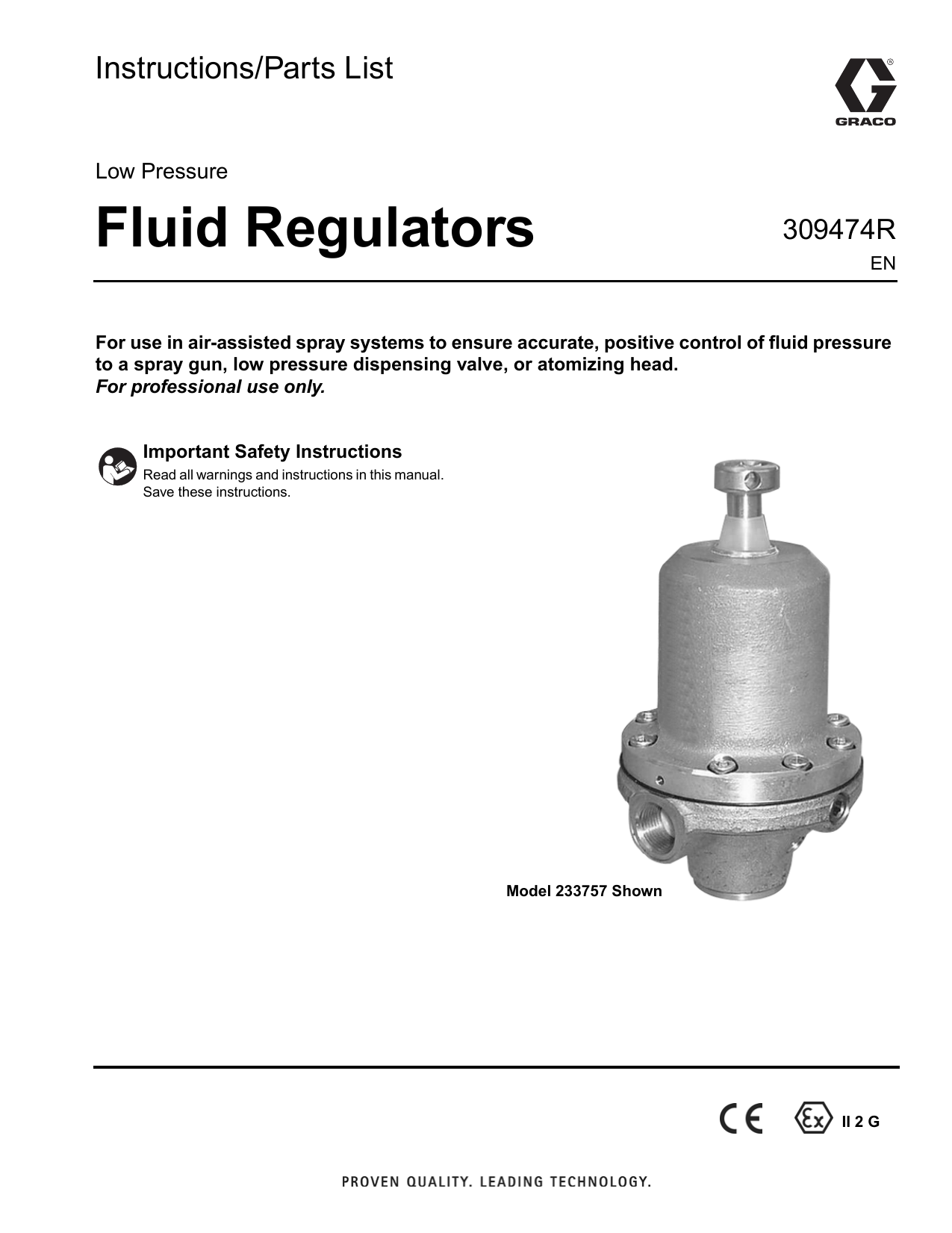 Graco 309474R, Low Pressure Fluid Regulators Instructions | Manualzz