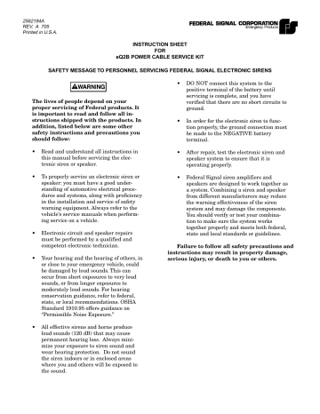 Federal Signal e-Q2B Siren OLD Product Manual | Manualzz