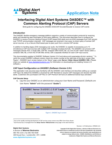 Digital Alert Systems DASDEC EAS/CAP Encoder/Decoder Application Note ...