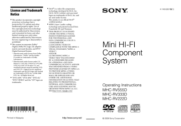 Sony MHC-RV222D User manual | Manualzz