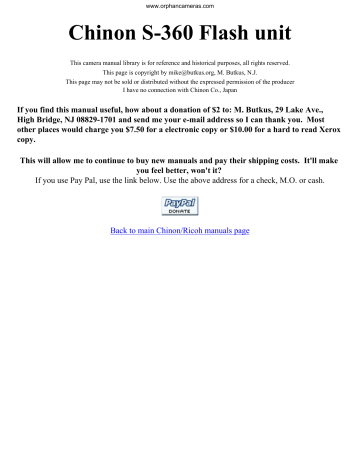 Chinon S-360 Flash unit User Manual | Manualzz