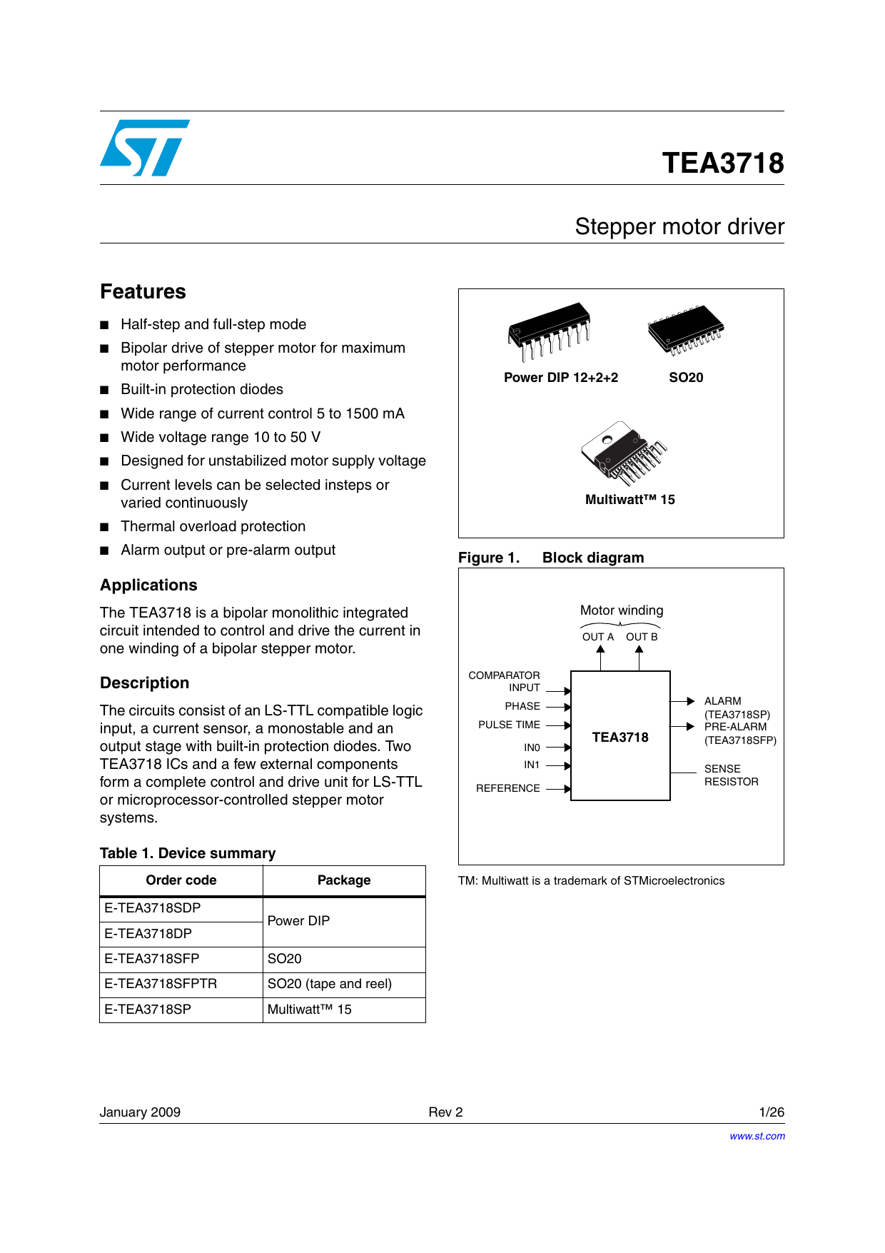 STMicroelectronics TEA3718 Datasheet | Manualzz