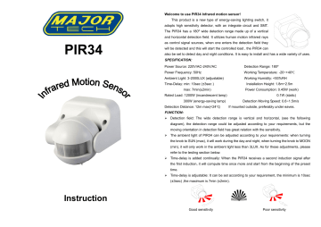 PIR34 Infrared Motion Sensor User Manual | Manualzz