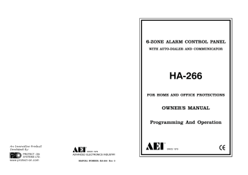 AEI HA-266 Alarm Control Panel Owner's Manual | Manualzz