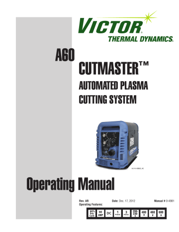 Plasma Cutting System CutMaster A60 Operating Manual | Manualzz