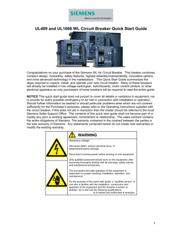 UL489 and UL1066 WL Circuit Breaker Quick Start Guide | Manualzz