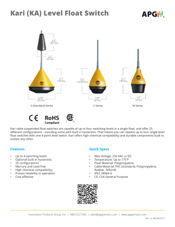 APG KA Float Switch Datasheet | Manualzz